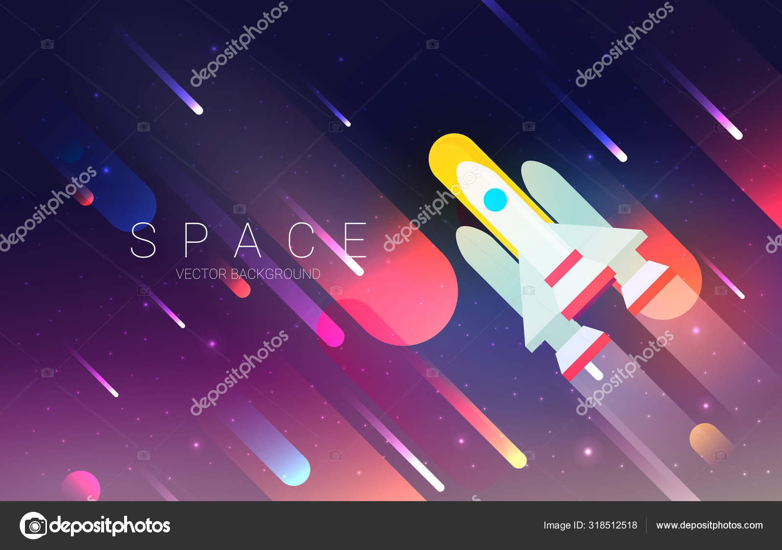 Cosmic Background Planets Rocket Vector Illustration Stock Vector by ...