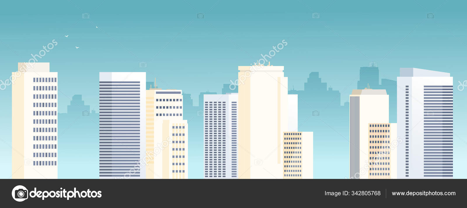 Downtown Vector Buildings Illustration Isolated Background Stock Vector ...