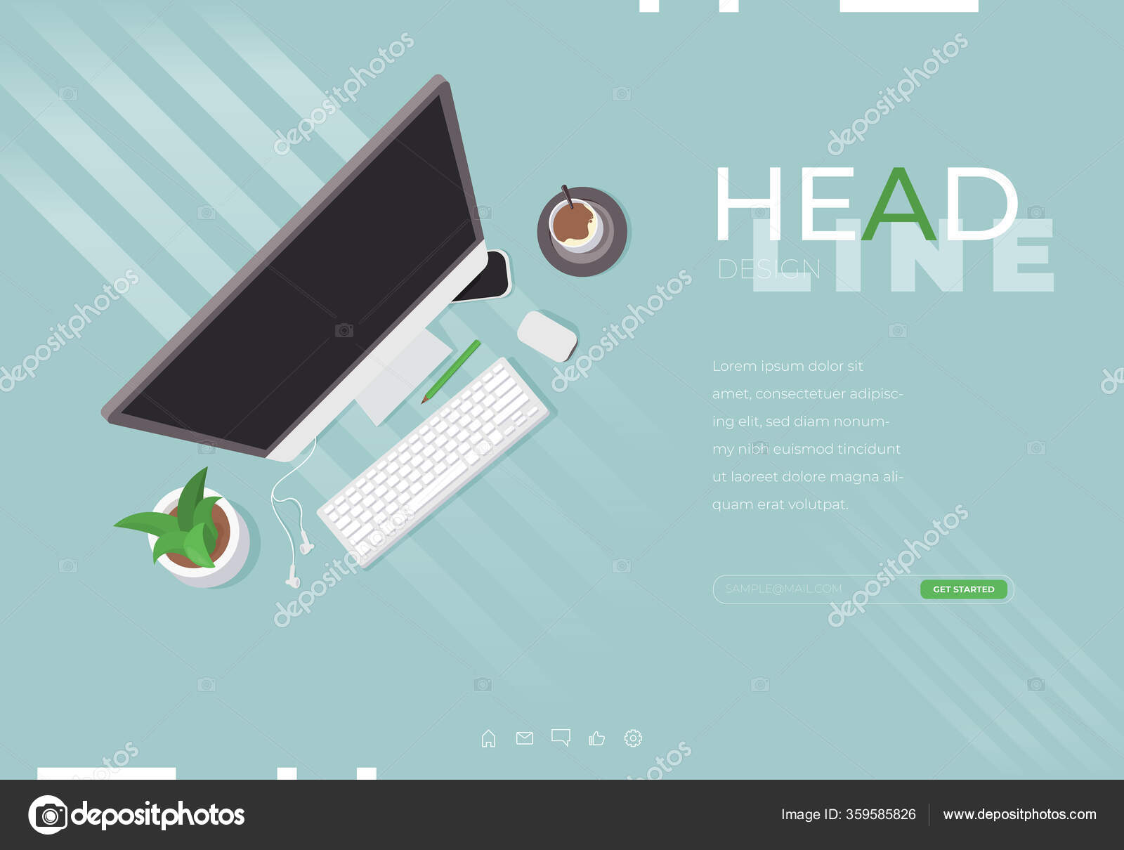 Desktop Personal Computer Isolated Background Top View Stock Vector by ...