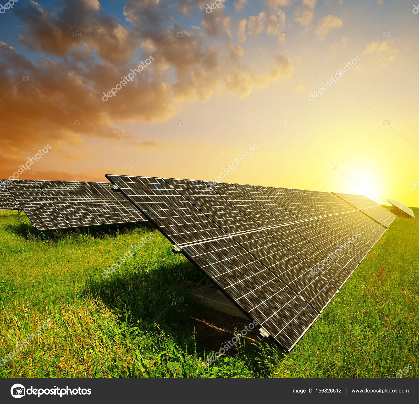 Solar panels at sunset. — Stock Photo © vencav #156826512