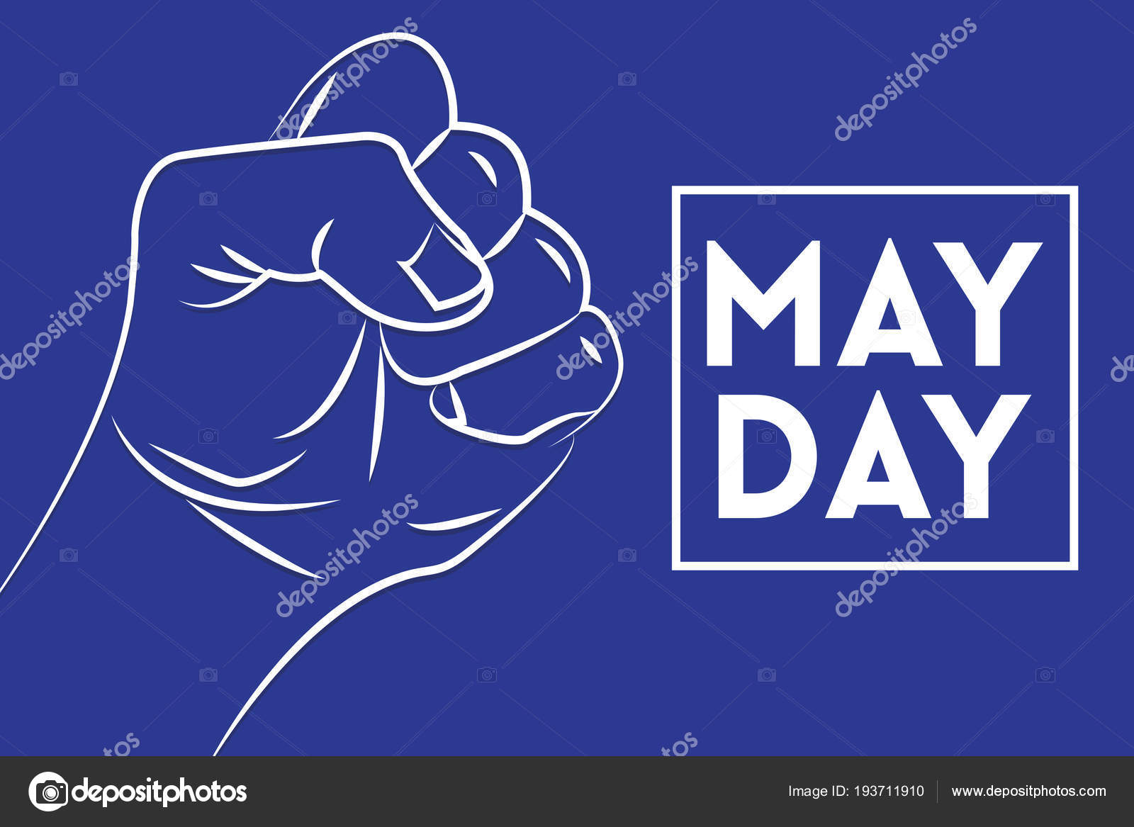 Banner 1St May Labour Day Lettering Human Fist Purple Background Stock ...