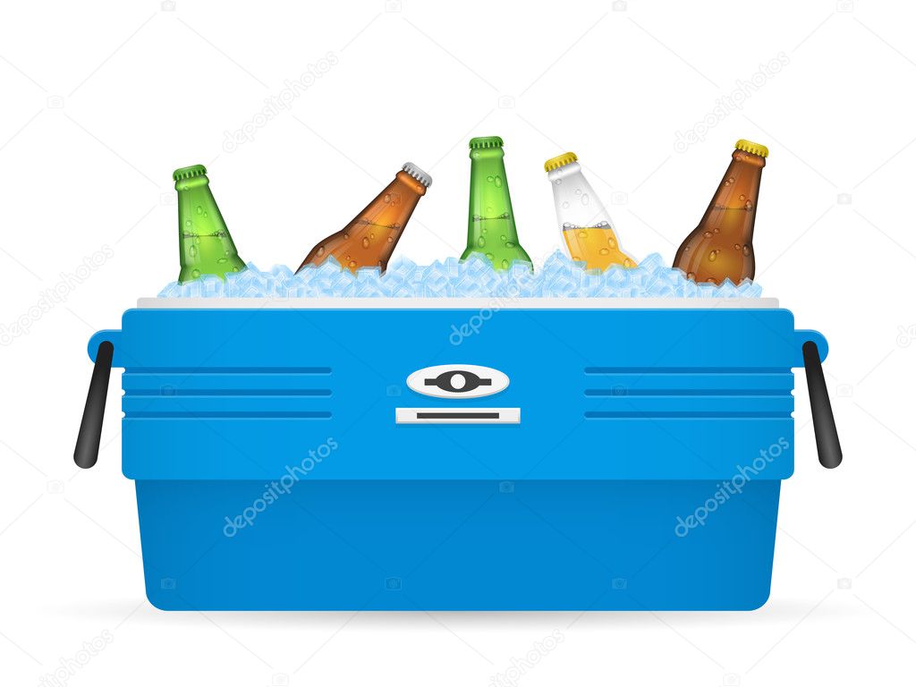 Ice cooler or beer in box vector on white — Stock Vector © MSSA #126522650