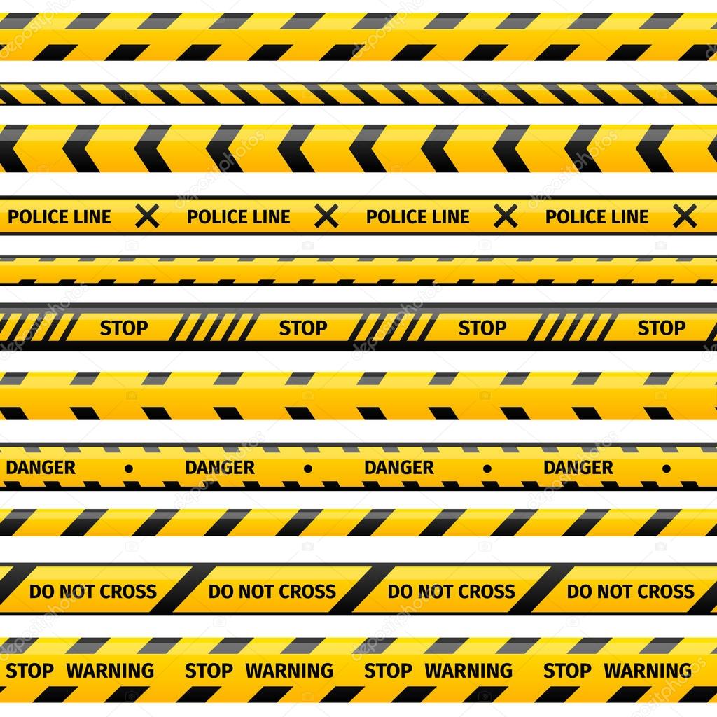 Vector amarillo cinta de precaución de plástico o conjunto de ...