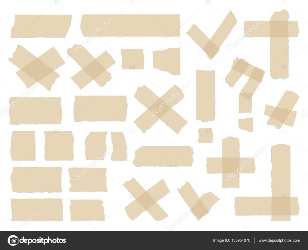 Adhesive tapes. Vector sticky glue scotch tape piece isolated on white ...