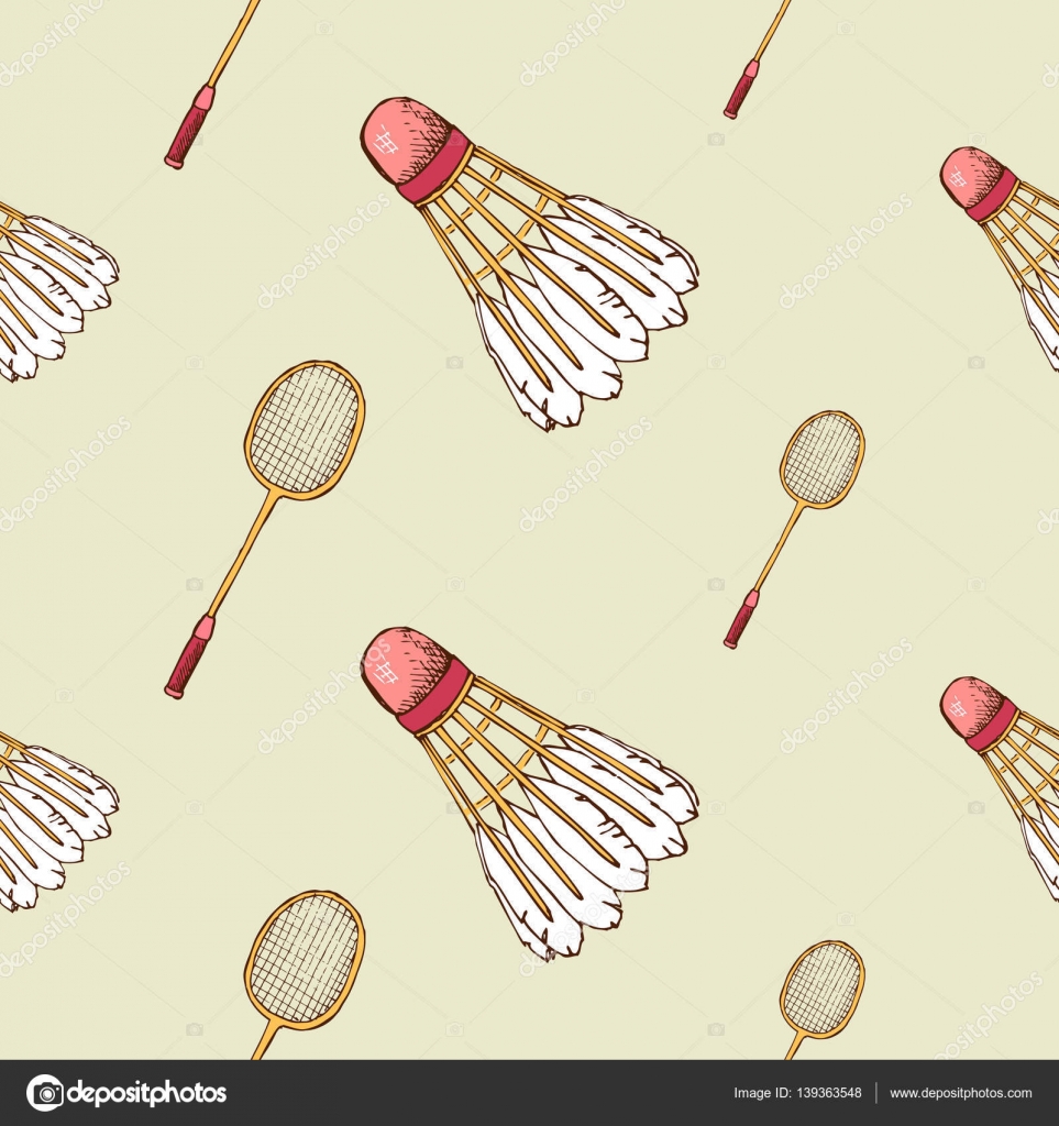 Pattern with shuttlecock and badminton racket Stock Vector Image by ...