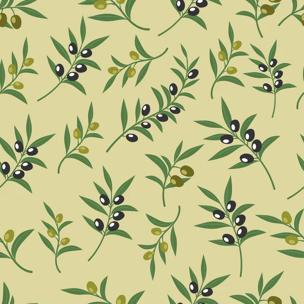 Olive vector seamless pattern with leaves, olives and branches. Texture ...