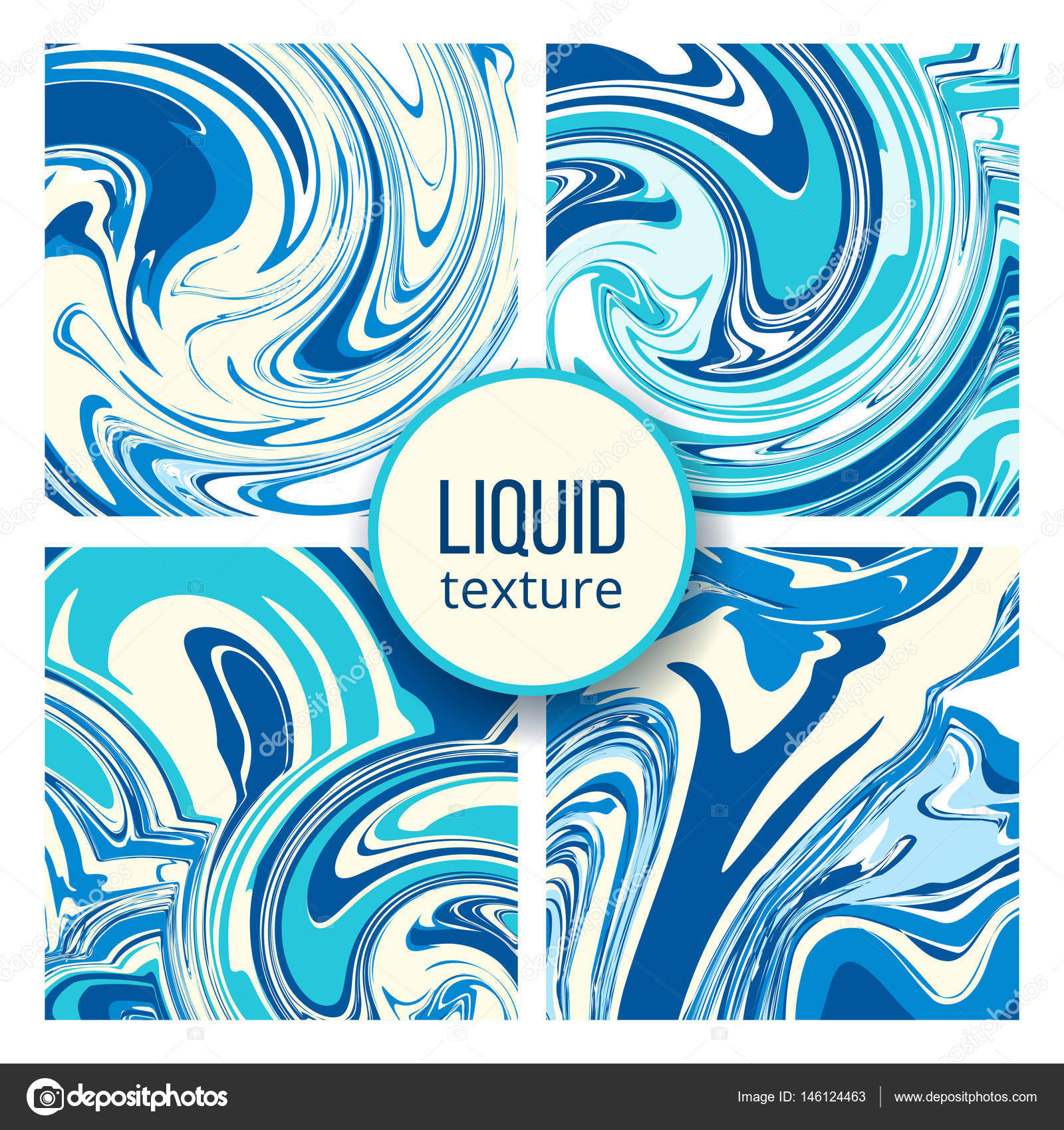 Liquid texture set. Trendy oil, marble or colored ink stains ...