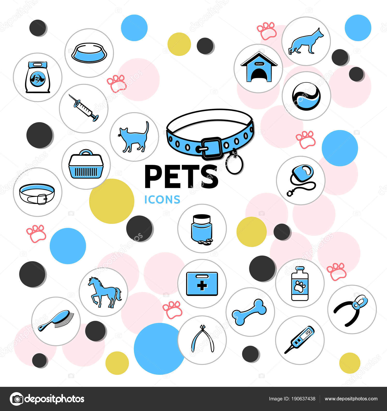 Pets Line Icons Collection — Stock Vector © MSSA #190637438