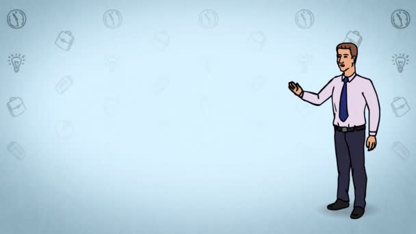 Animated Character Boss or Manager stands in the foreground and says ...