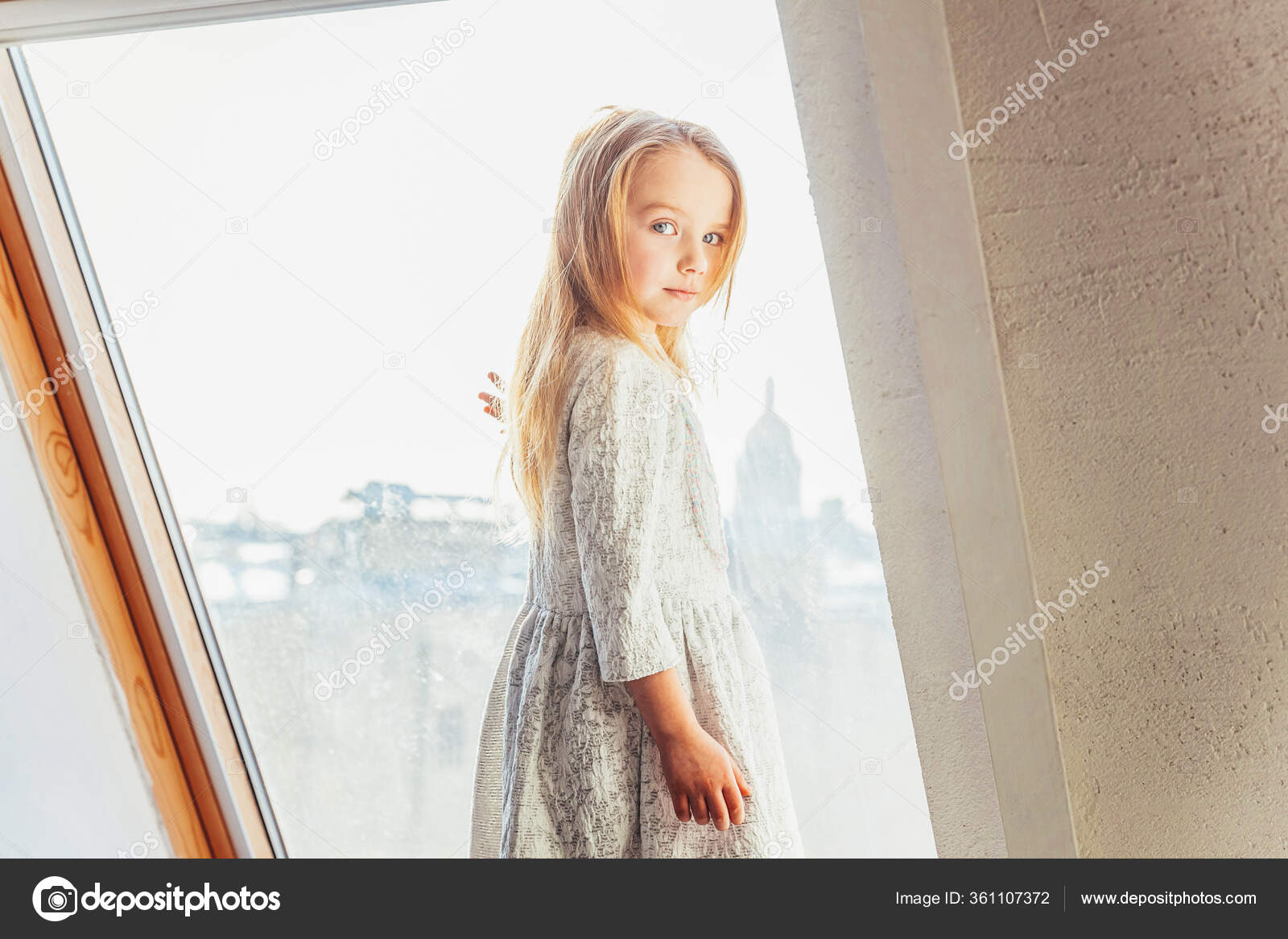 Stay Home Stay Safe Little Cute Sweet Smiling Girl White Stock Photo by ...