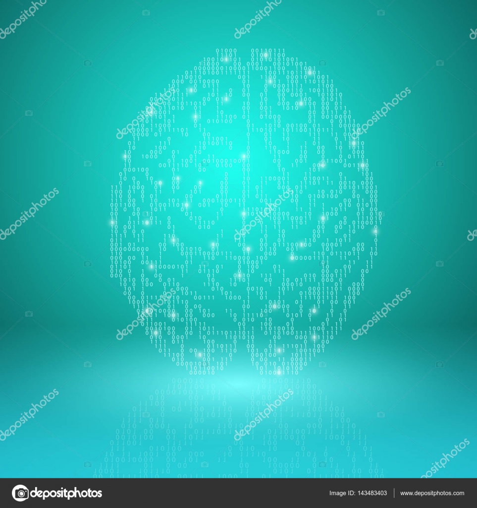 Digital brain on cyan background Stock Vector by ©vadimrysev 143483403