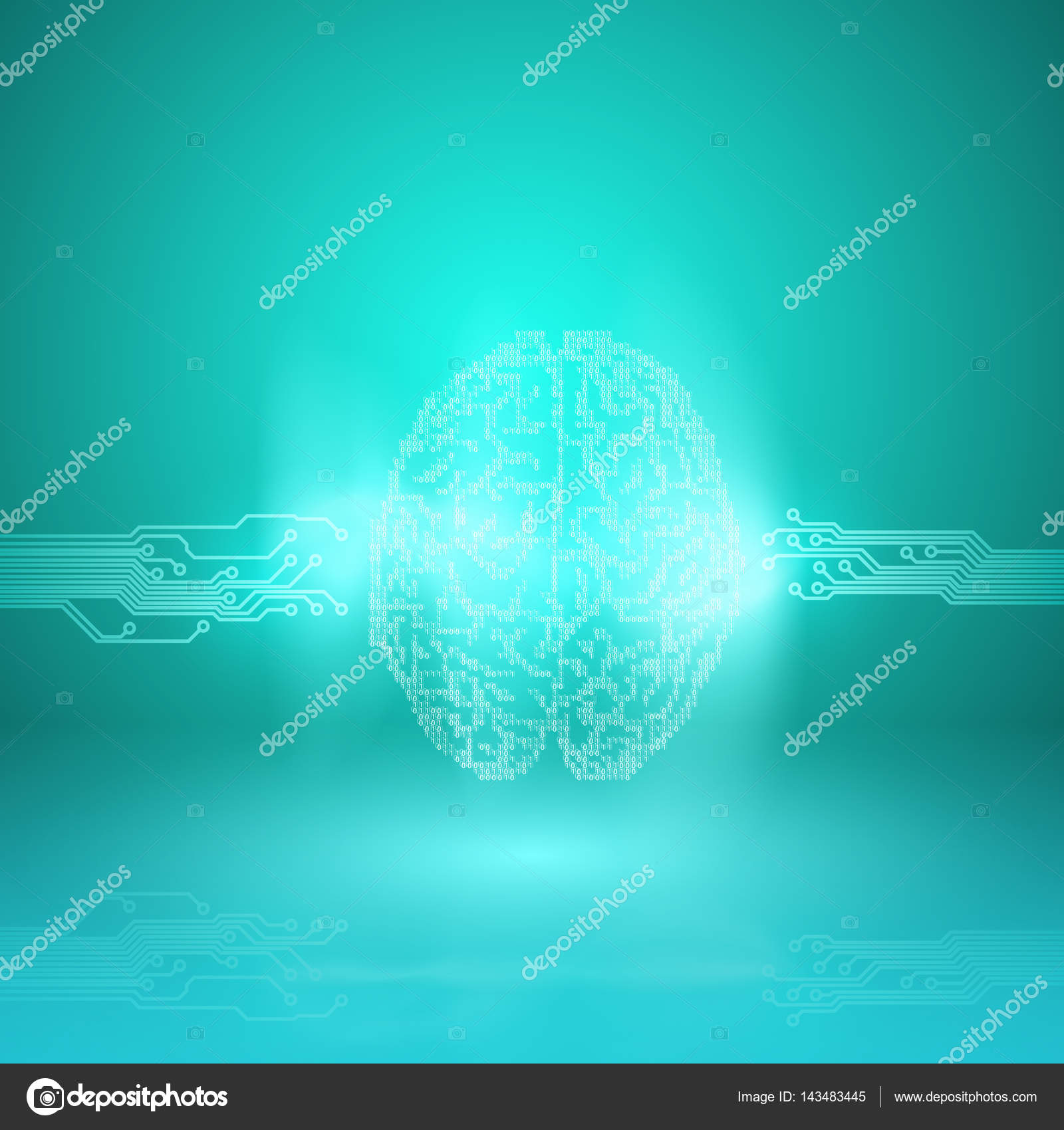 Digital brain on cyan background Stock Vector Image by ©vadimrysev ...