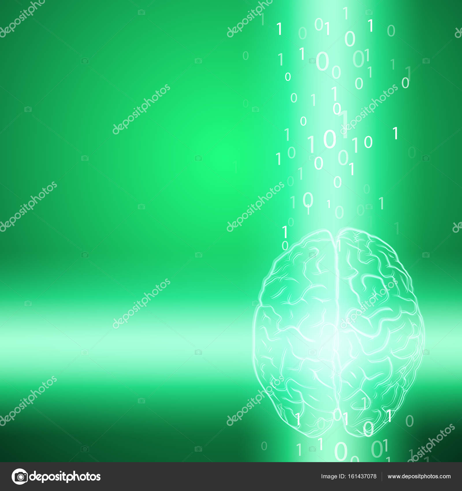Digital brain on green background Stock Vector Image by ©vadimrysev ...