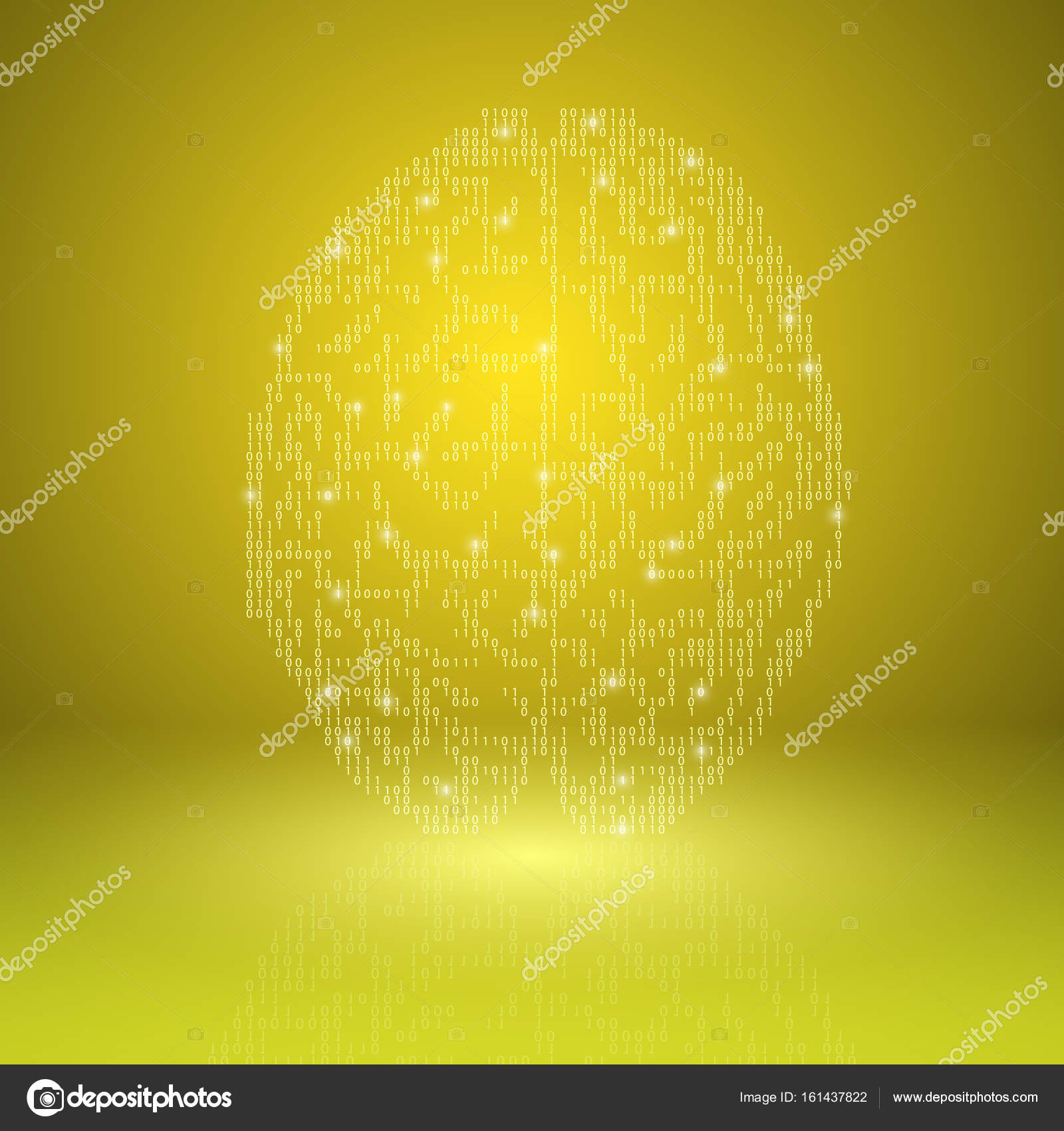 Digital brain on yellow background Stock Vector by ©vadimrysev 161437822