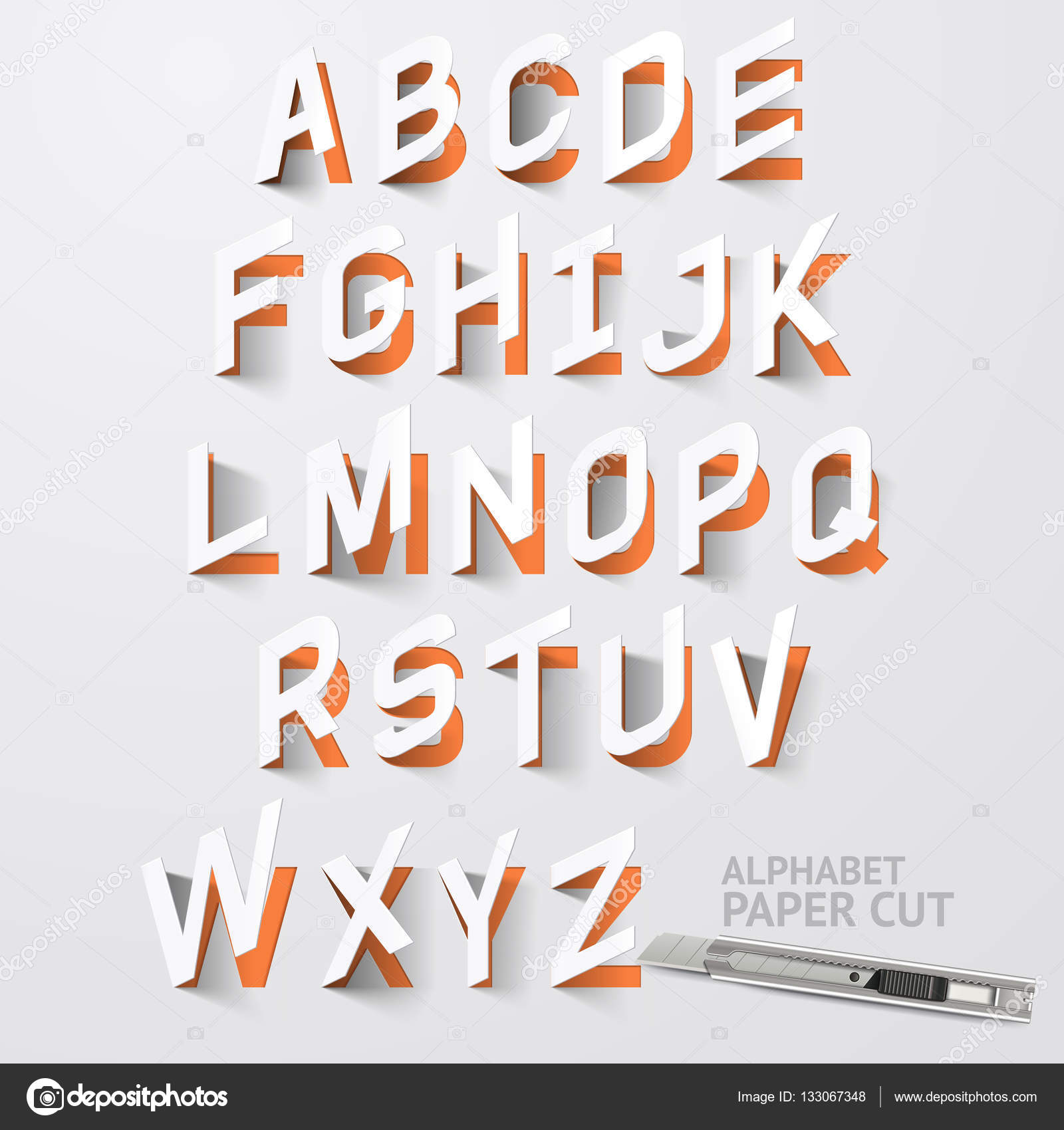 Alphabet paper cut designs. Vector Illustrations. Stock Vector by ...