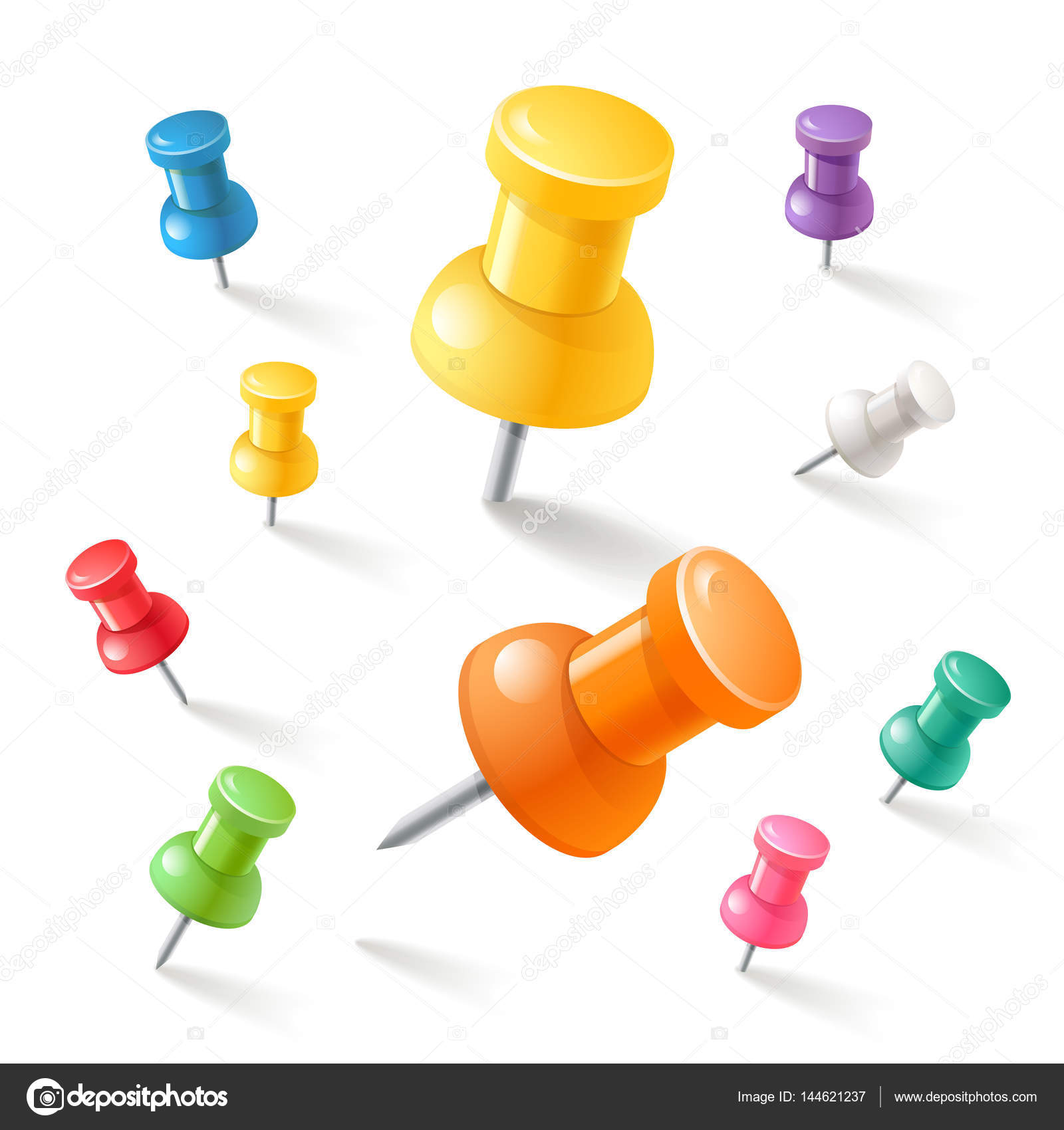 Conjunto de iconos de Push Pins. ilustraciones vectoriales . Vector de ...