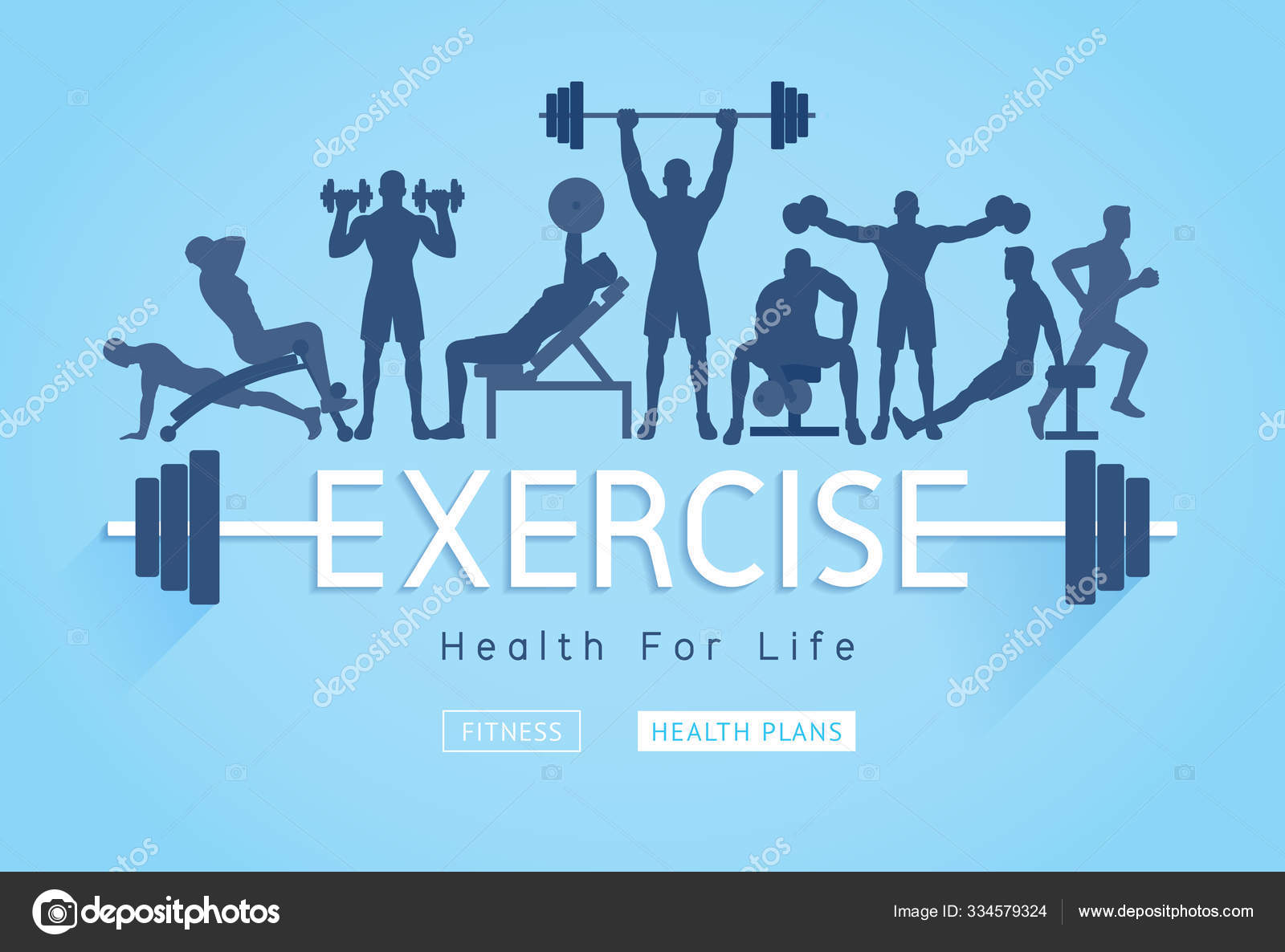 Exercises concept design. Young people doing silhouette workout. Stock ...