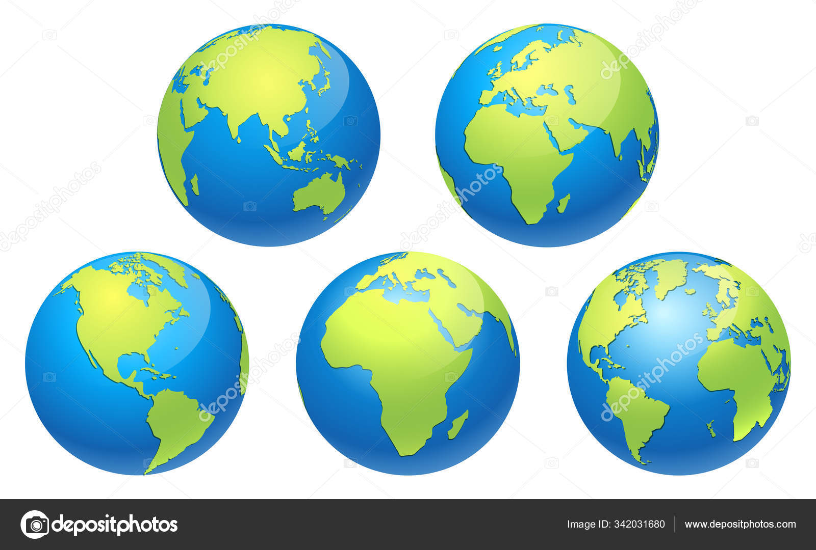 Wereld aardbol kaart. Vector illustraties. vectorafbeelding door ...