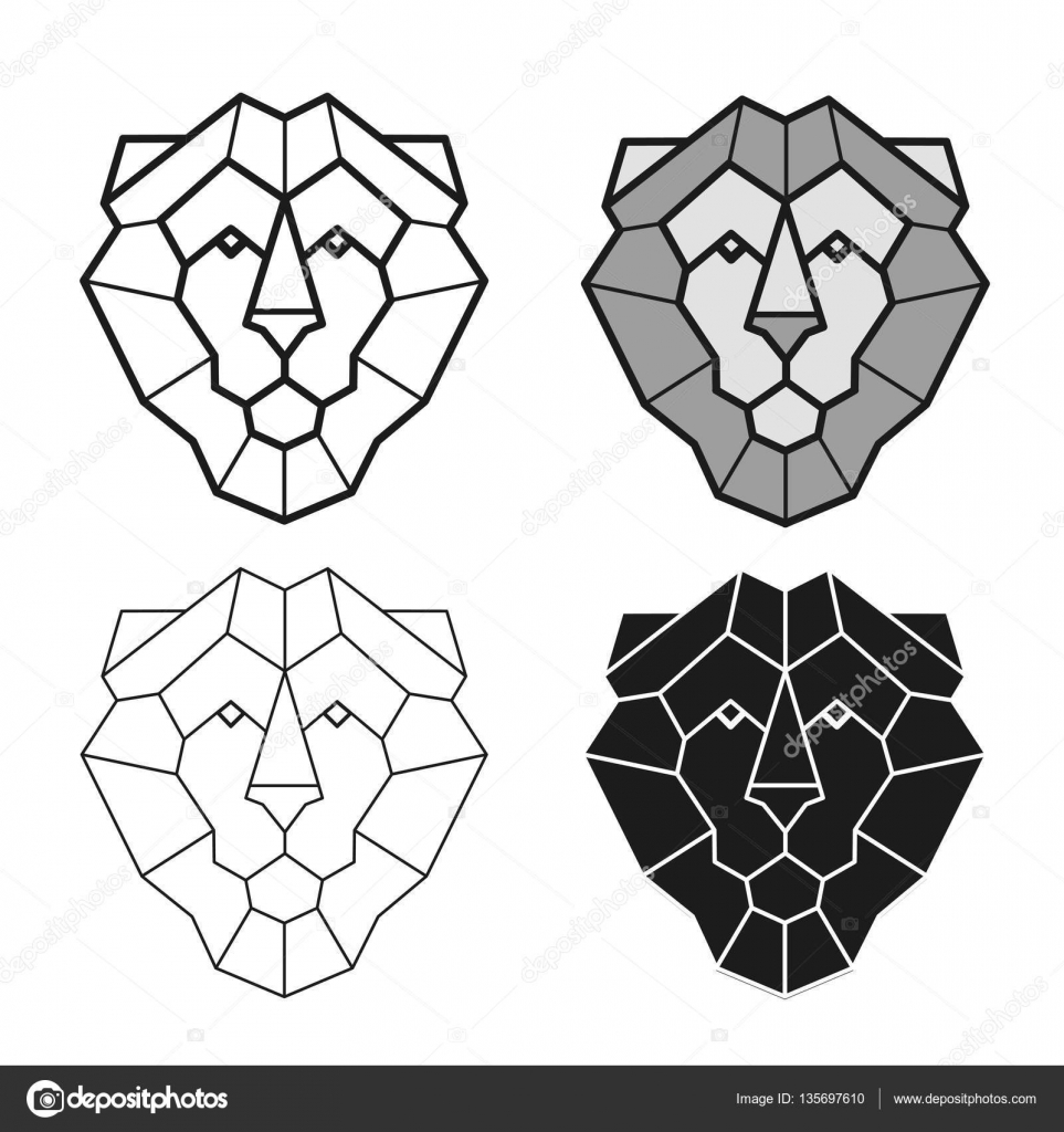 Lion geometric head vector set Stock Vector by ©Teneresa 135697610