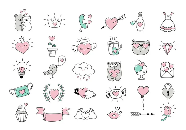 Love symbols and hand drawn Valentines day icons - Stock Image - Everypixel