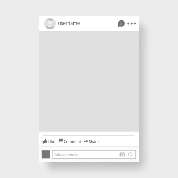 Social network post. Frame for your photo. Gray background. Vector ...
