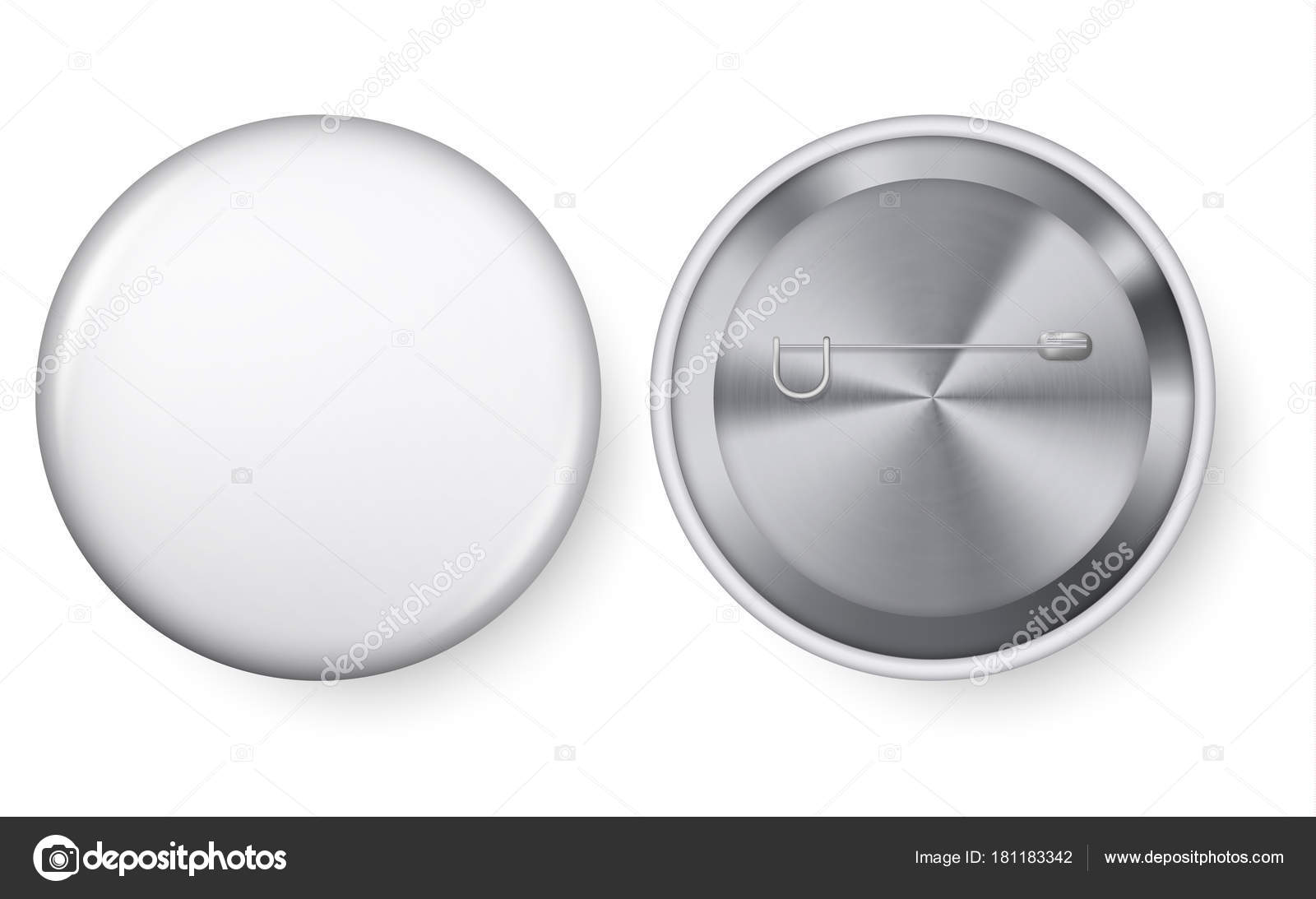 White blank badge pin brooch isolated on white background. Stock Vector ...