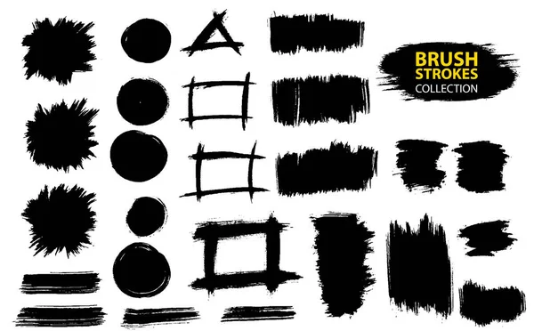 Large set different grunge brush strokes. Black ink vector brush ...