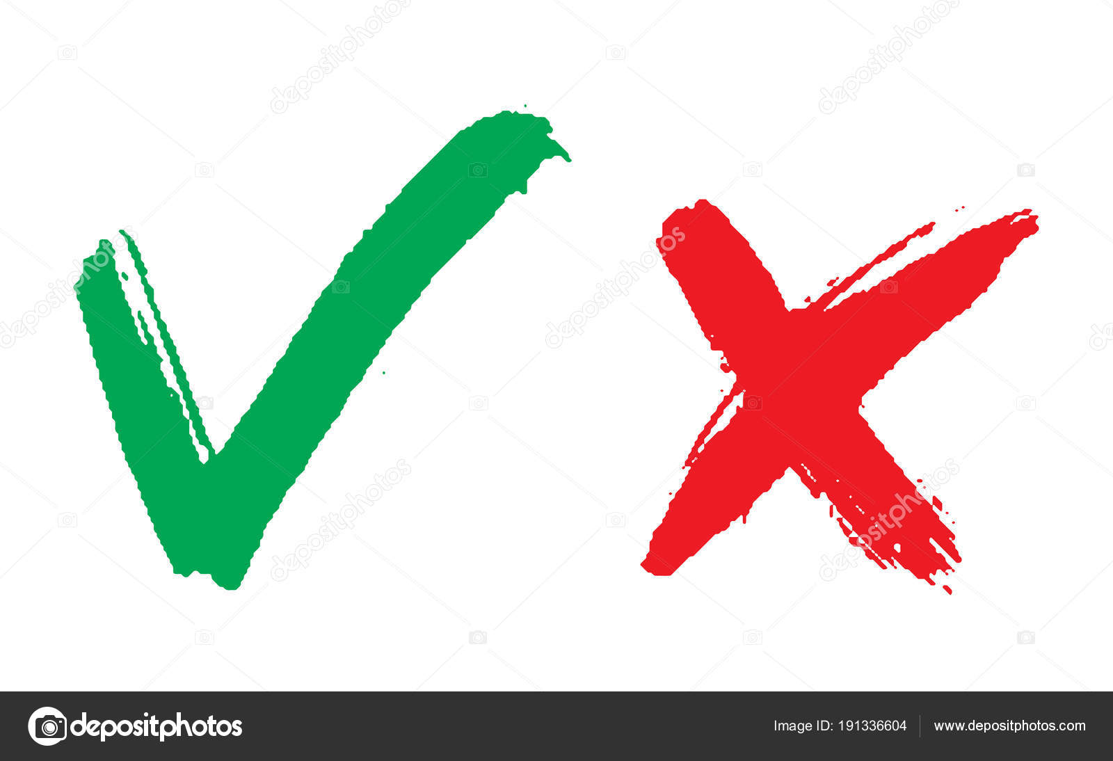 Ilustración vectorial con verde y rojo dibujado a mano grungy marca de ...