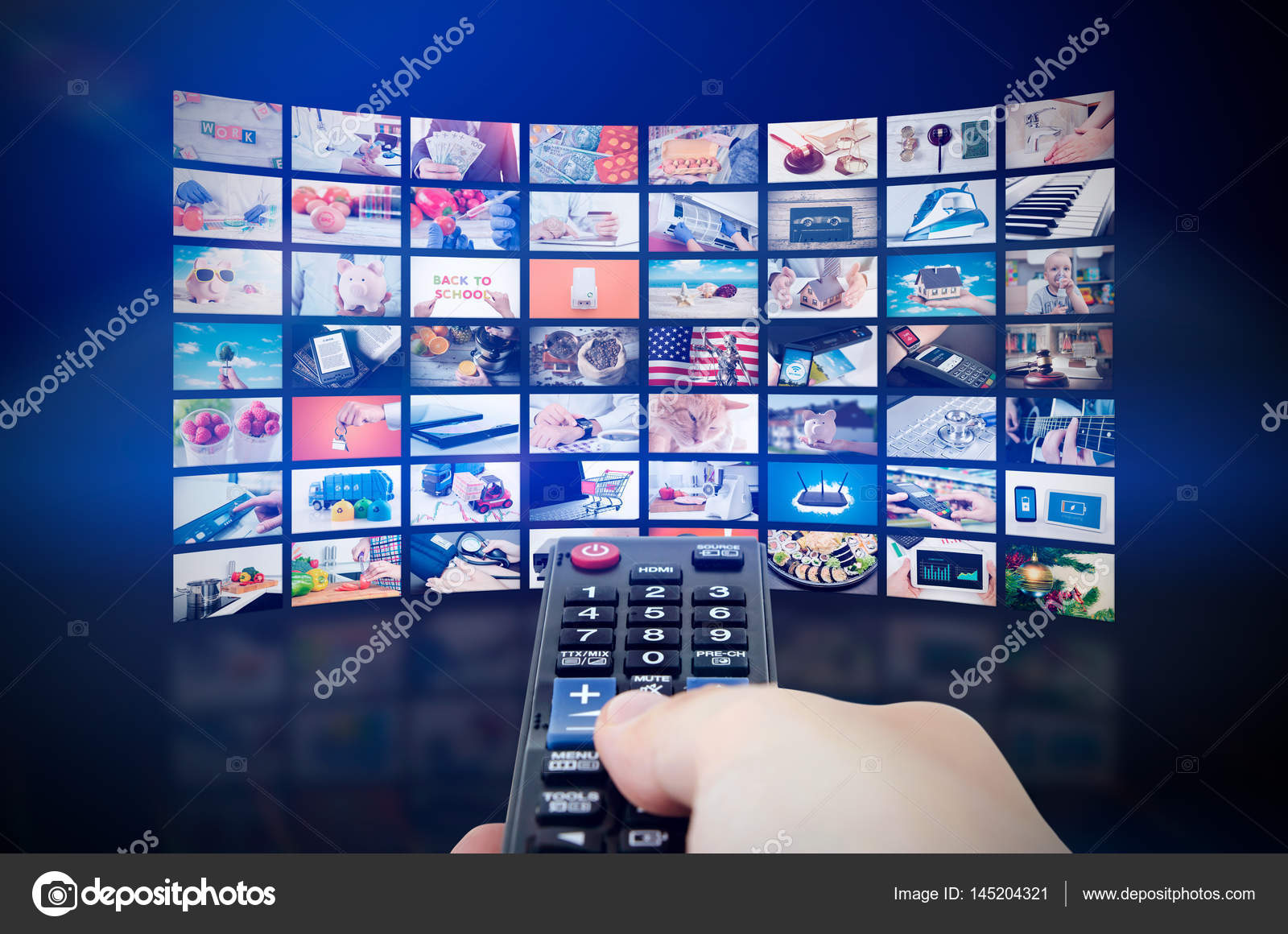 Multimédia transmissão de televisão parede de vídeo fotos, imagens de ...