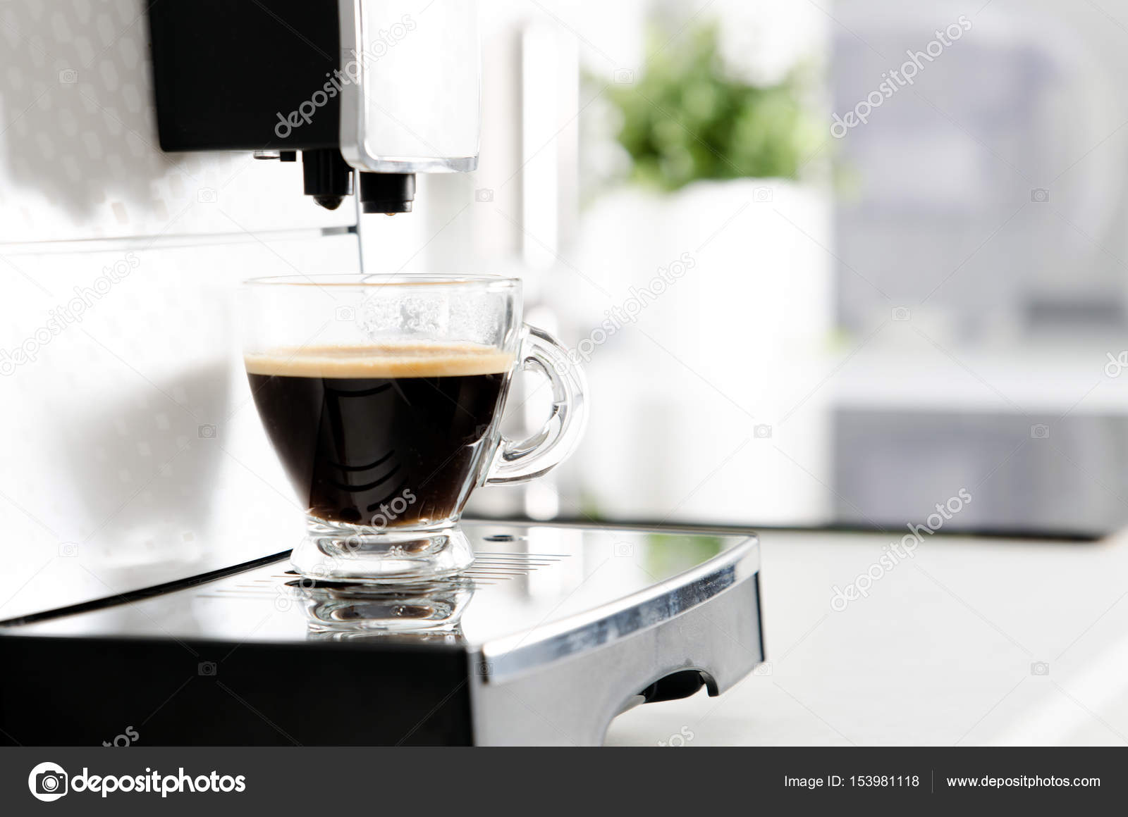 Professional home coffee maker in modern kitchen — Stock Photo ...