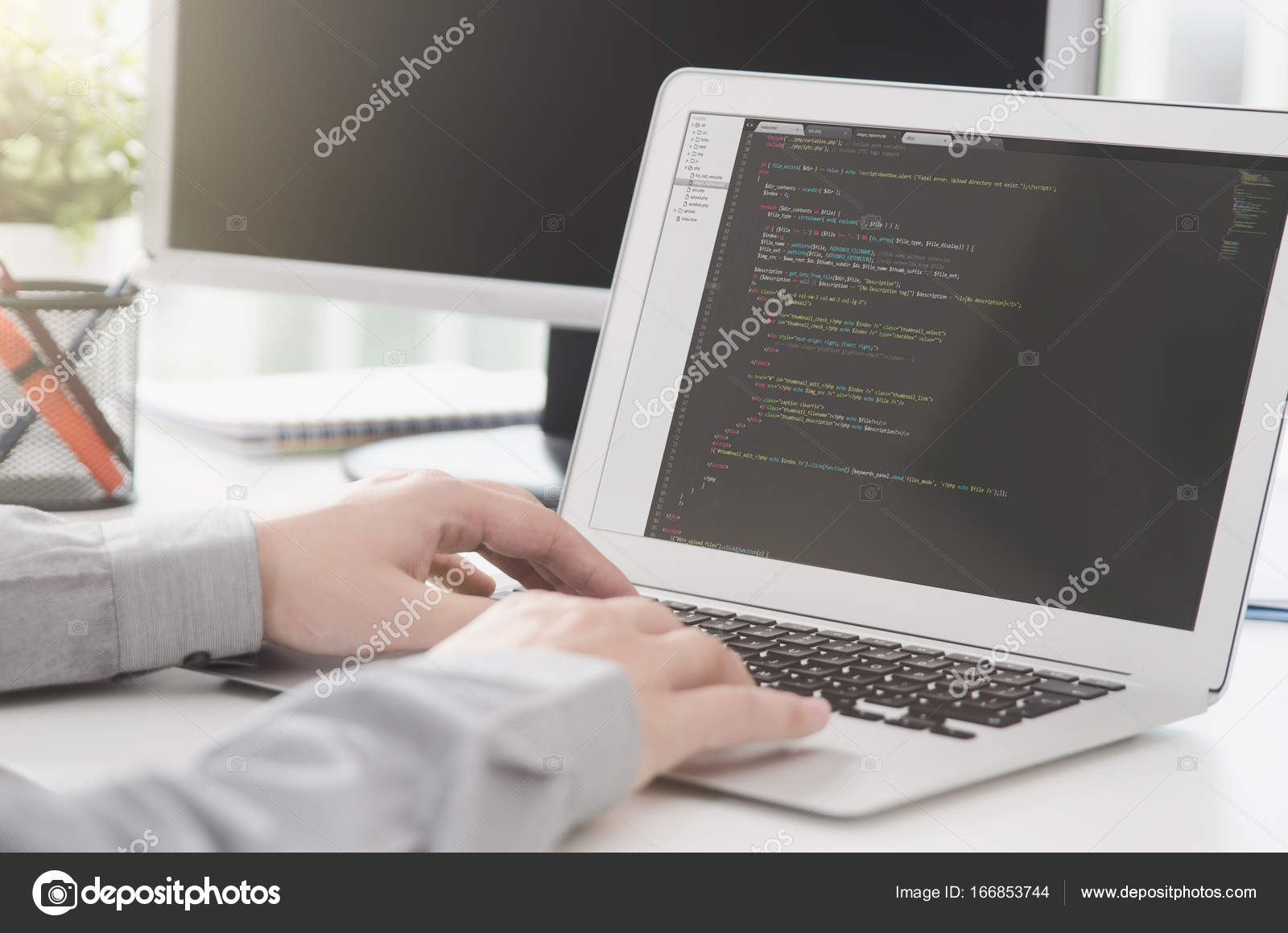 Programmer working busy software developing in company office — Stock ...