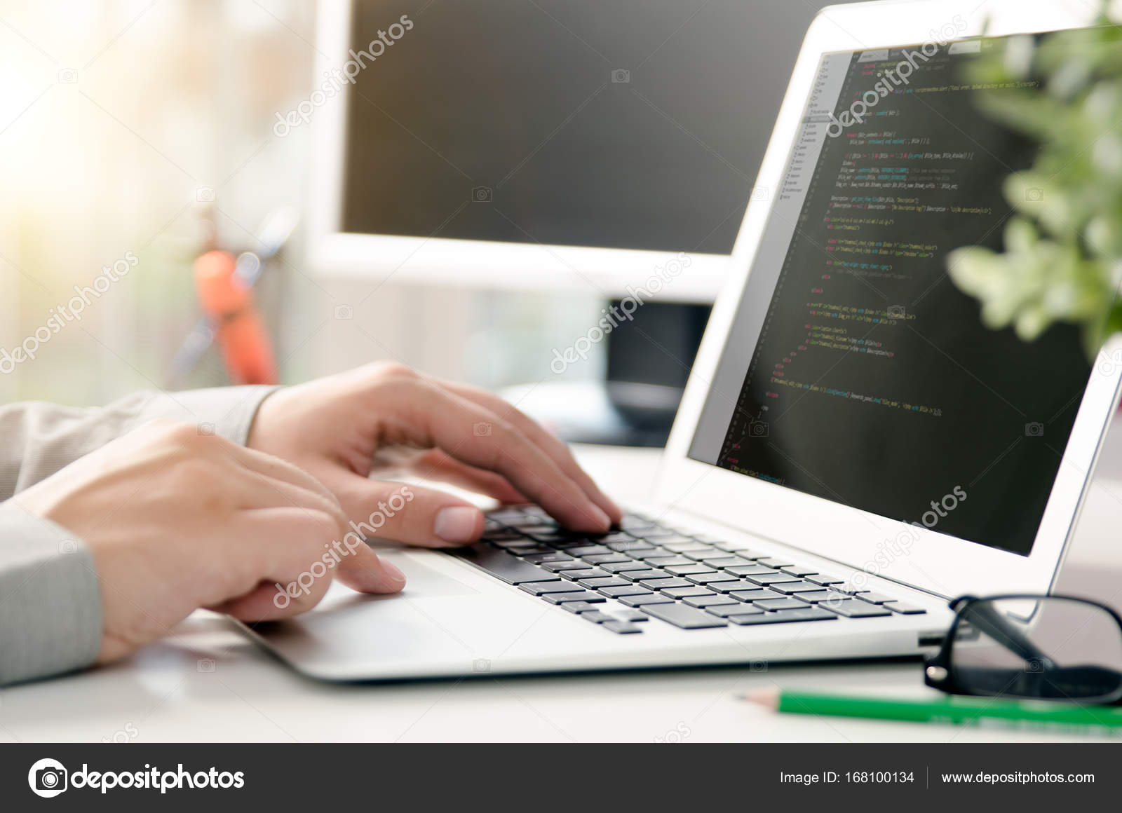 Programmer working busy software developing in company office — Stock ...