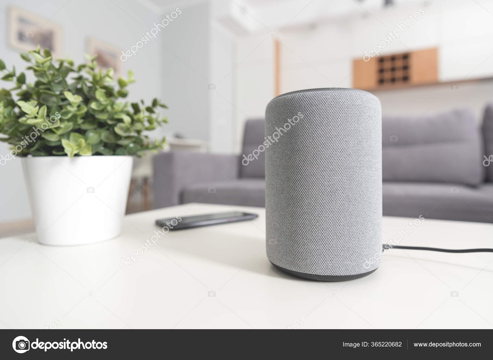 Smart Speaker Device Living Room Intelligent Assistant Smart Home System — Stock Photo ...