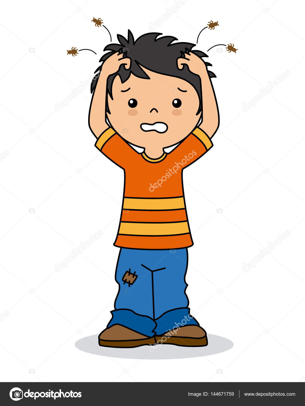 niño con piojos — Vector de stock © sbego #144671759