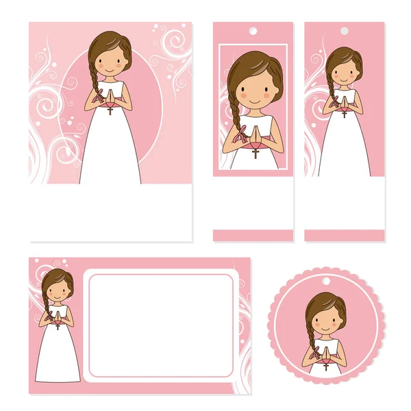 Set First Communion Girl Cards Stock Vector Image by ©sbego #309963082