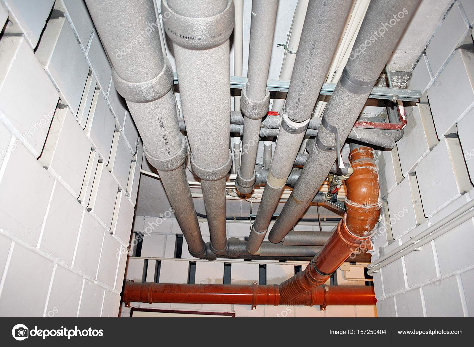 Pipe Systems, pipeline on building ceiling. – Stock Editorial Photo ...