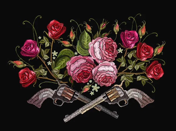 Embroidery Revolvers Spring Roses Tropical Butterfly Symbol Romanticism ...