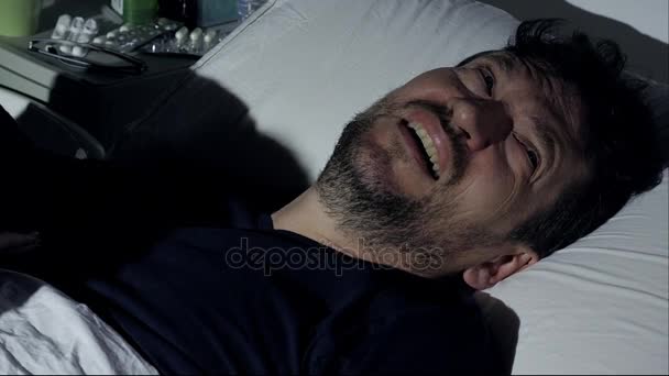 Man crying in hospital bed at night — Stock Video © fedemarsicano ...