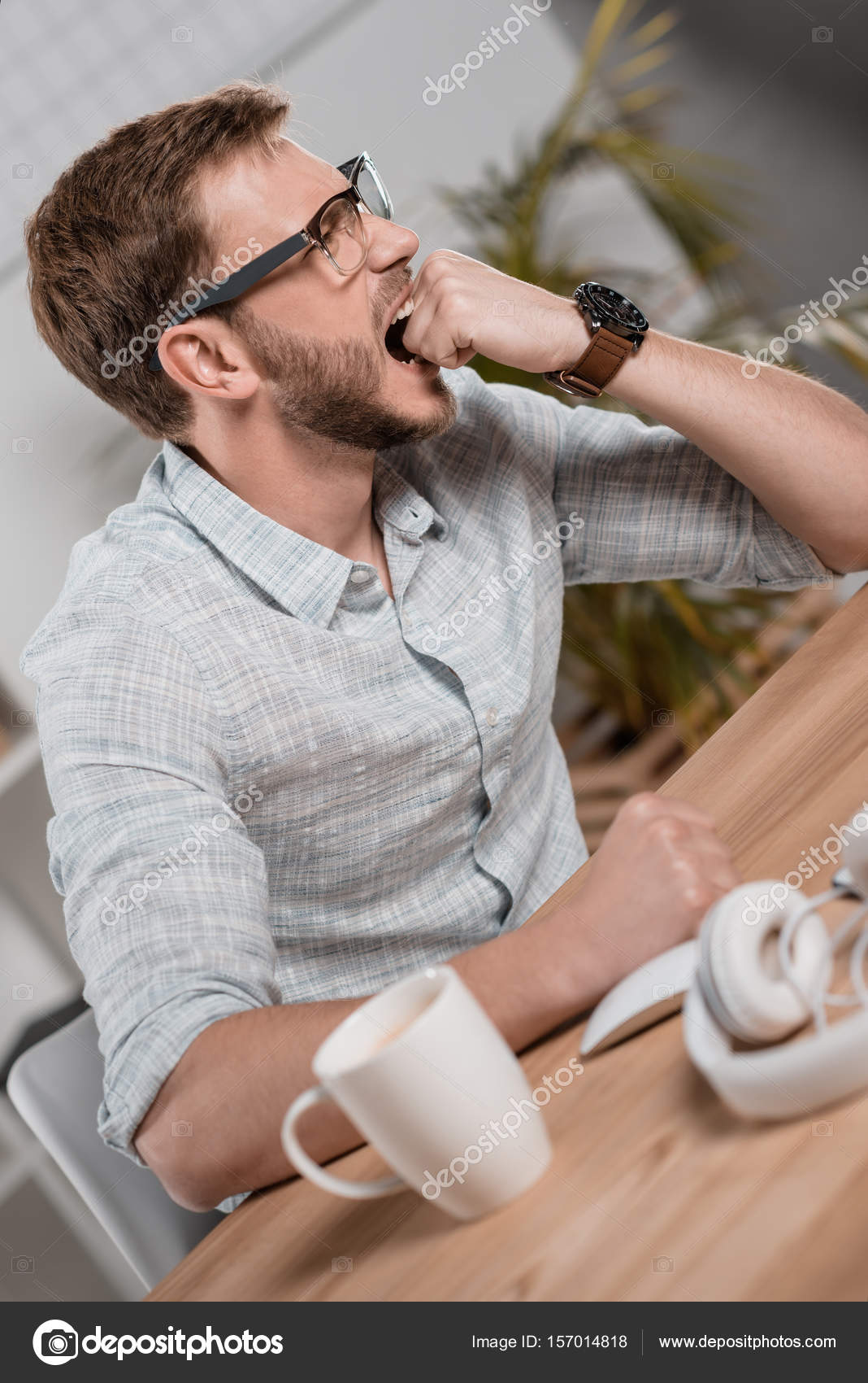Stressed caucasian businessman — Stock Photo © AntonLozovoy #157014818 Stressed caucasian businessman — Stock Photo © AntonLozovoy #157014818