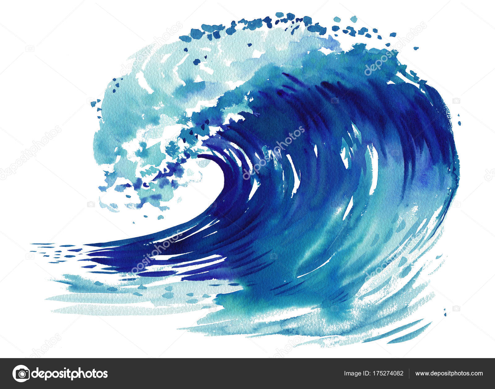 Une vague. Illustration abstraite dessinée à la main à l'aquarelle ...