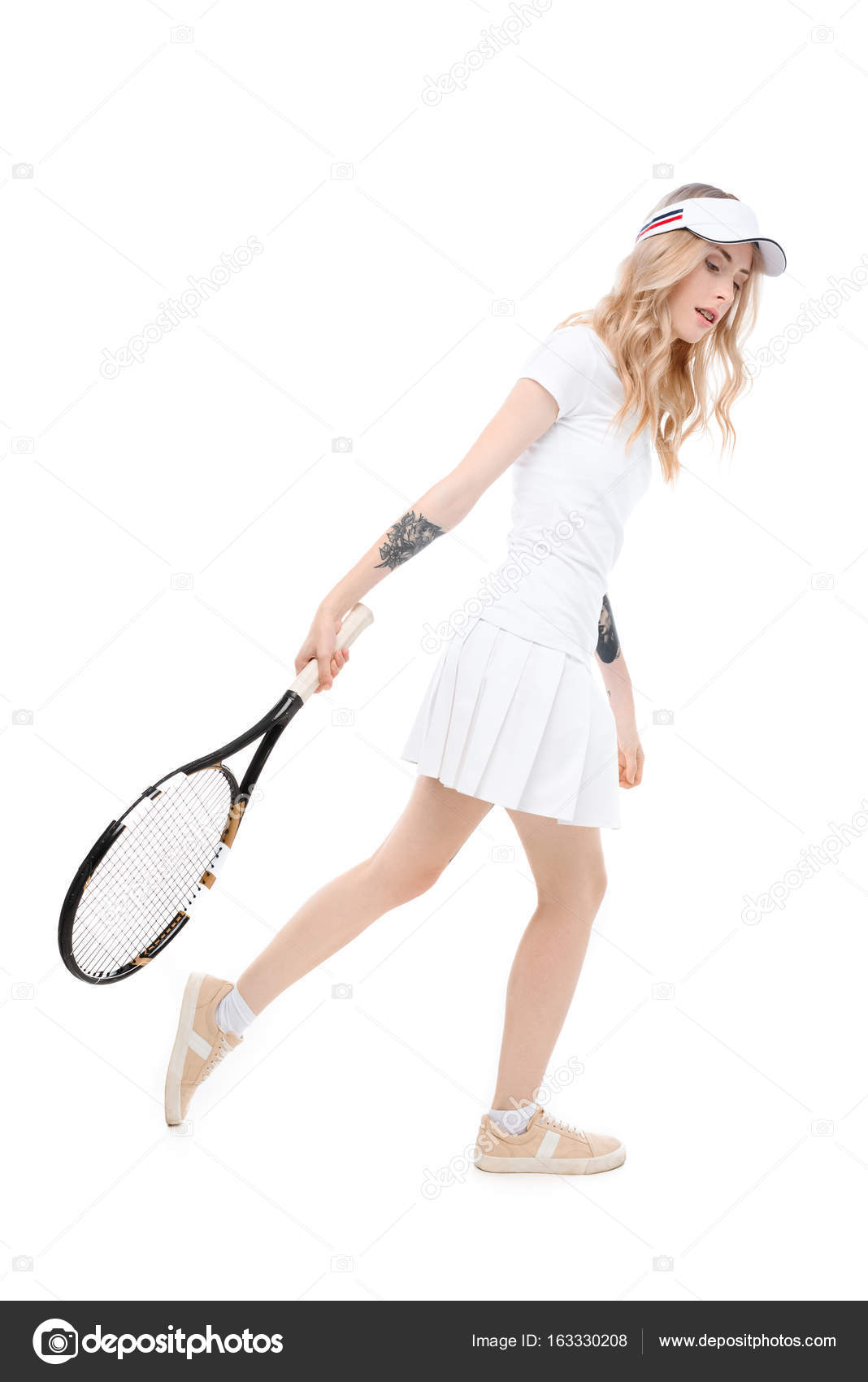 Young woman with tennis racket — Free Stock Photo © AndrewLozovyi ...