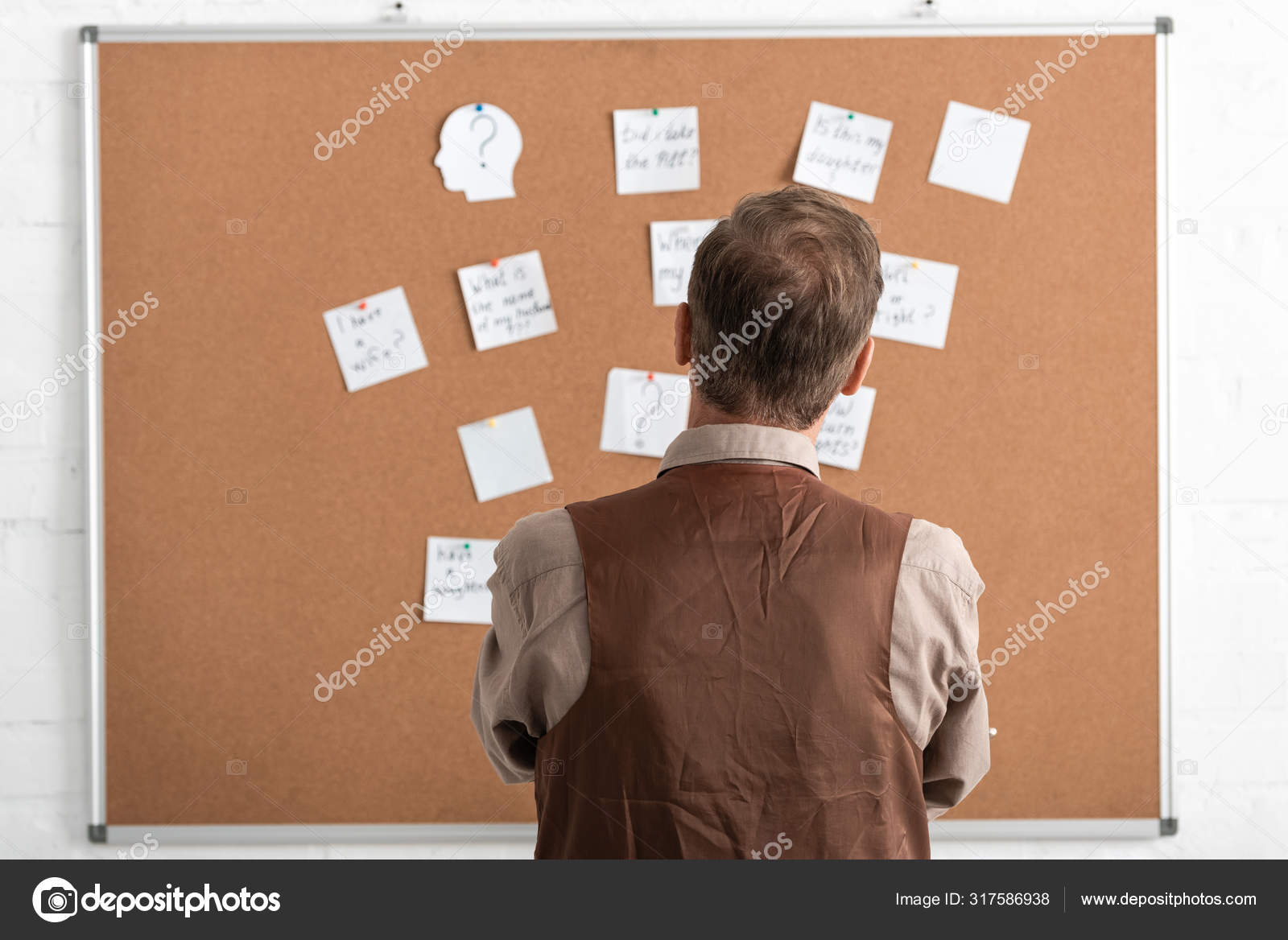 Back View Sick Senior Man Standing Board Papers — Stock Photo ...