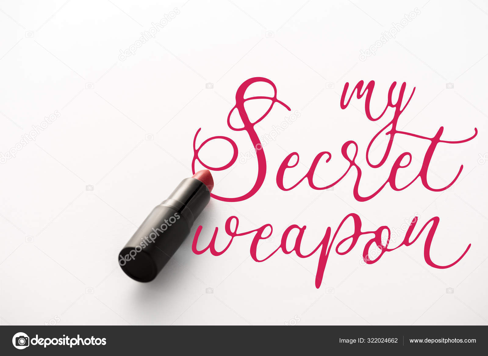 Black Tube Red Lipstick Secret Weapon Letters White — Stock Photo ...