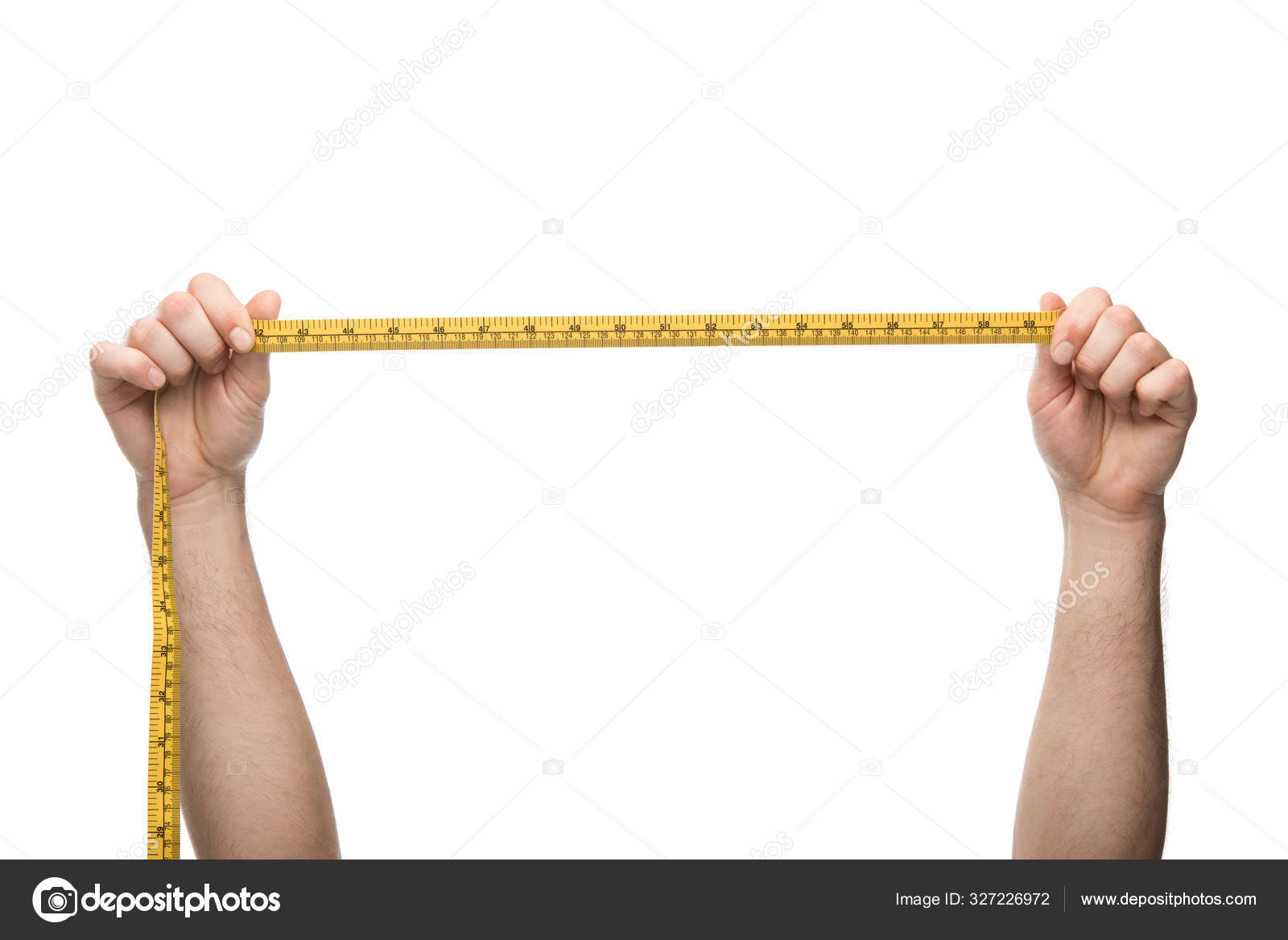 Cropped View Man Holding Measuring Tape Isolated White Stock Photo by ...