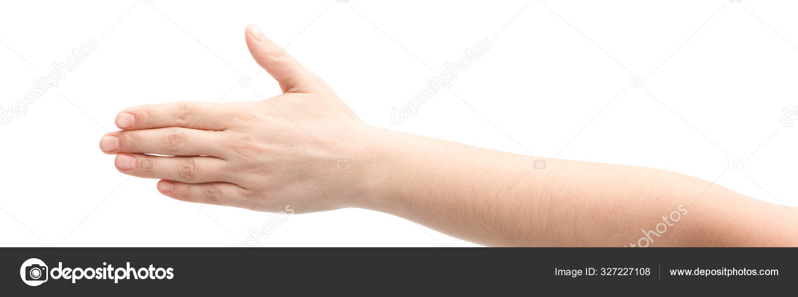 Panoramic Shot Man Outstretched Hand Isolated White — Stock Photo ...