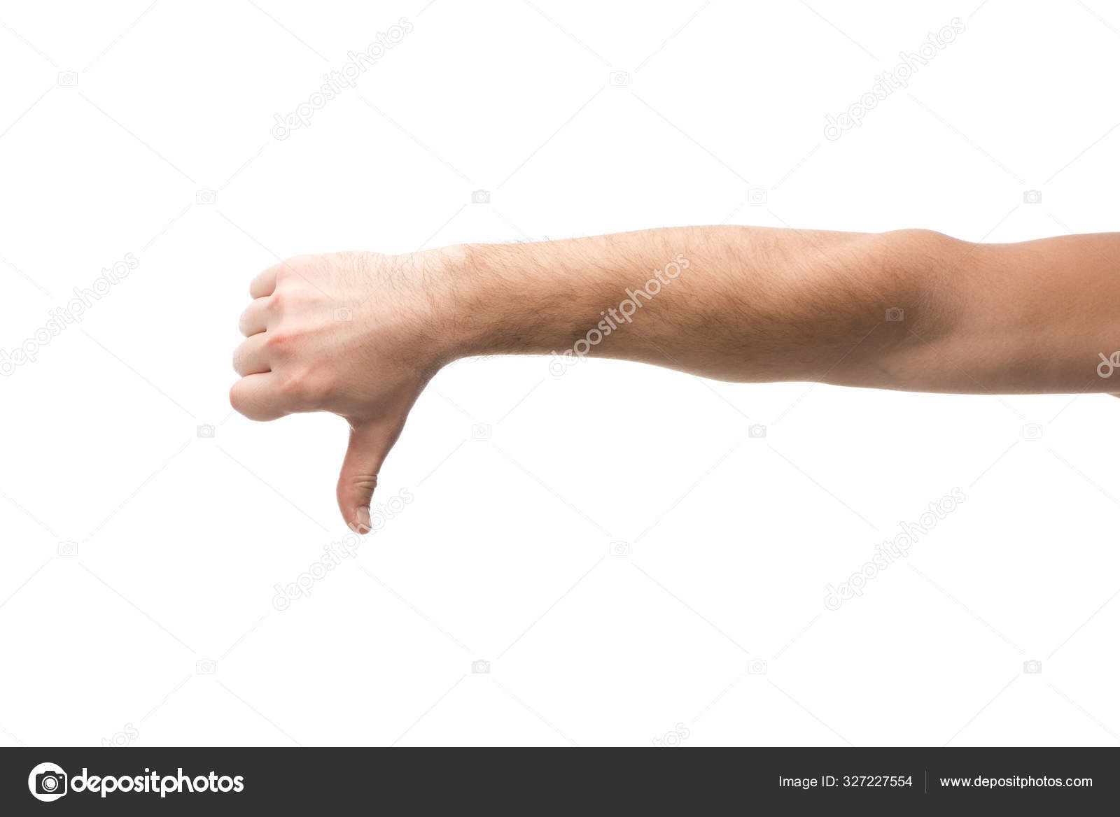 Cropped View Man Showing Dislike Isolated White Stock Photo by ...