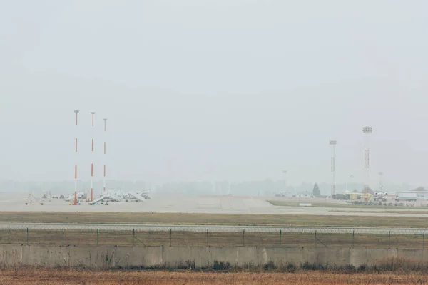 Airport Runway Grassy Field Cloudy Sky – Stock Editorial Photo ...