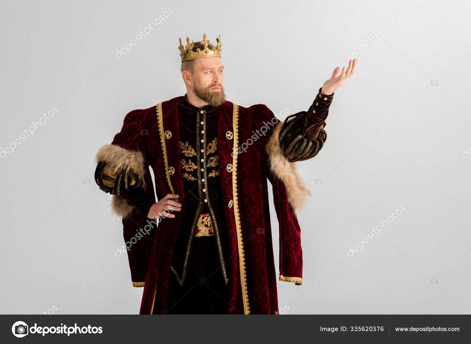 King Crown Pointing Hand Isolated Grey — Stock Photo © AndrewLozovyi ...