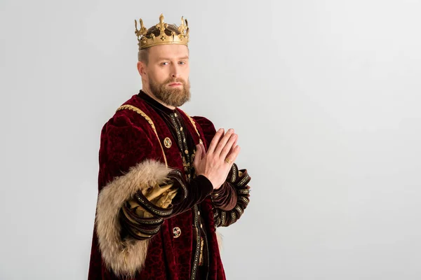 Side View King Crown Praying Isolated Grey Stock Photo by ...