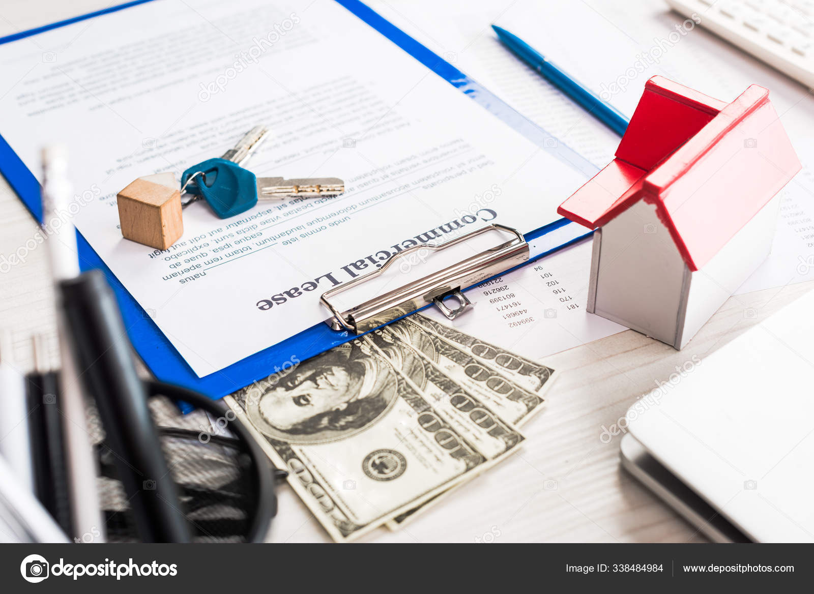 Selective Focus Document Commercial Lease Lettering Clipboard Keys ...